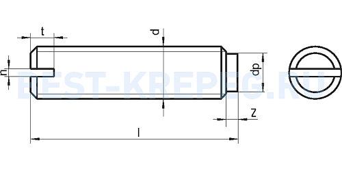 417 DIN Винты установочные с цапфой и прямым шлицем купить оптом по низкой цене с доставкой по ...